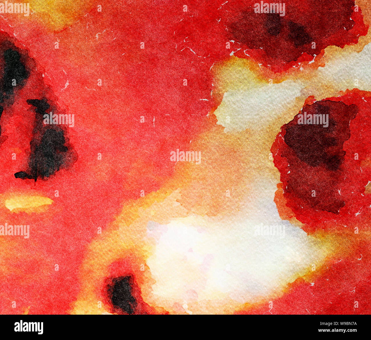 Abstract watercolor background with wet paint splashes on paper ...