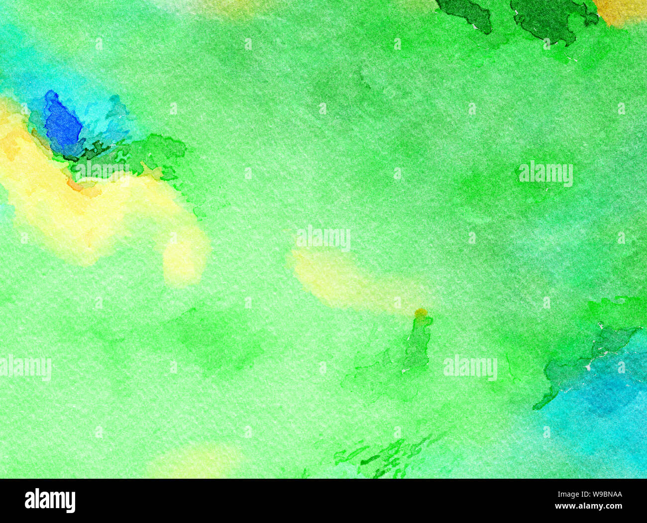 Abstract watercolor background with wet paint splashes on paper ...