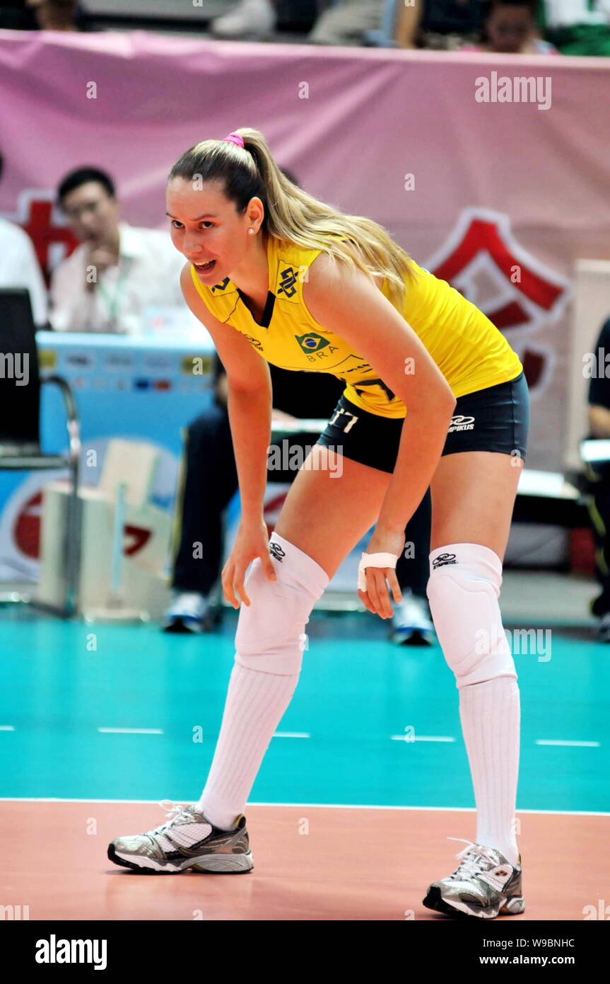 Josefa Fabiola de Souza of Brazil looks while competing against Japan ...