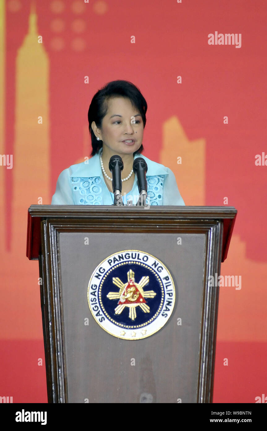 Filipino President Gloria Macapagal-Arroyo speaks at a ceremony ...