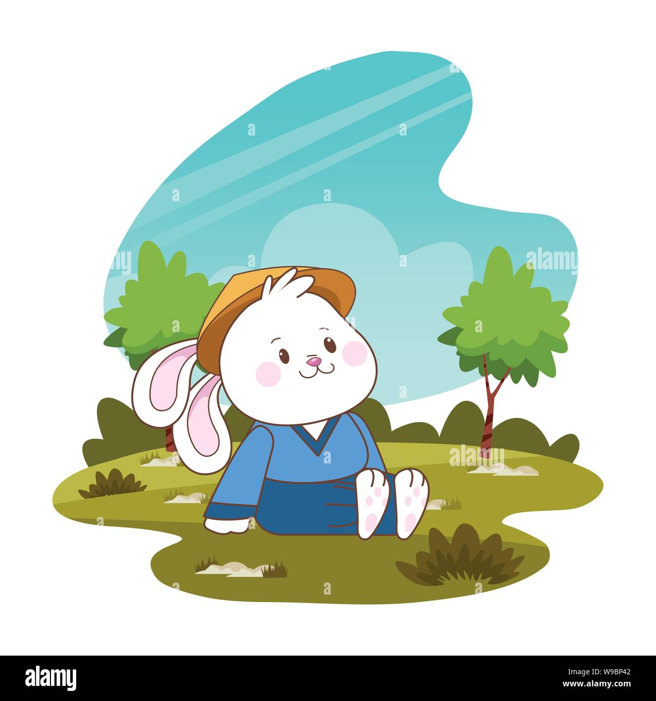 Mid autumn cute rabbit cartoon Stock Vector Image & Art - Alamy