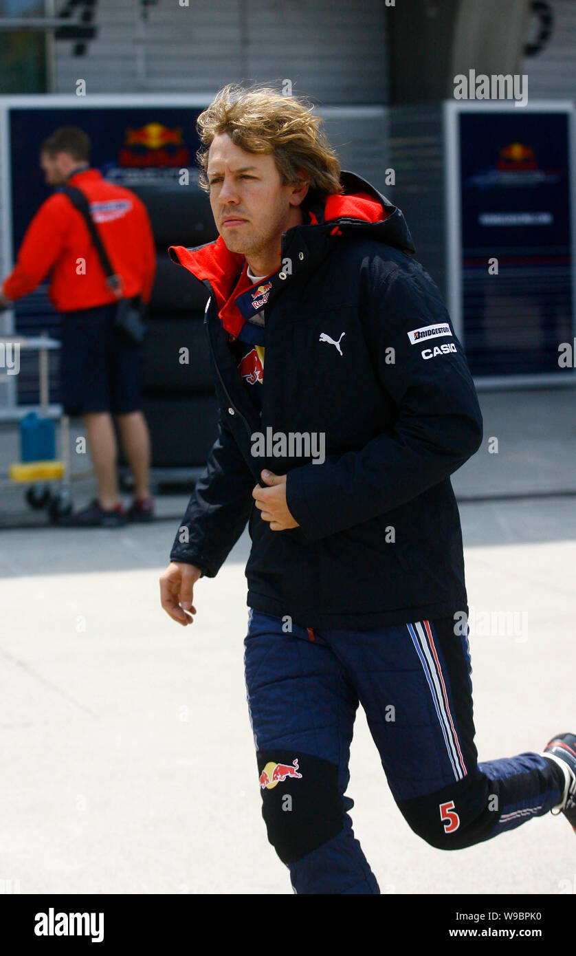 German F1 driver Sebastian Vettel of Red Bull team is seen during the ...