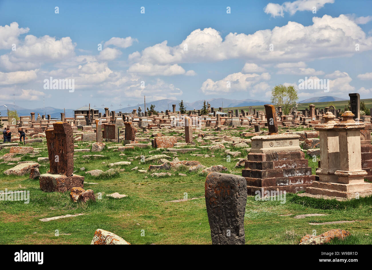 Noratus, Armenia - 06 May 2013. Noratus cemetery on Sevan lake, Armenia ...