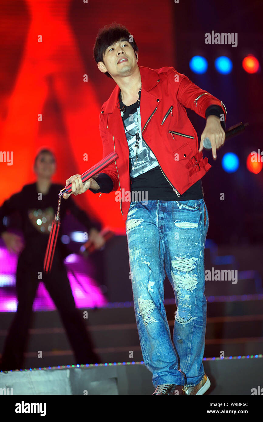 Taiwanese singer Jay Chou performs during an Asian stars concert in ...