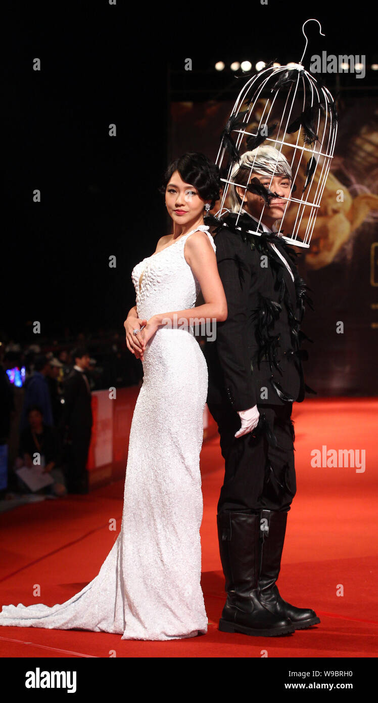 Taiwanese model and TV hostess Dee Hsu, left, and host Kevin Tsai are ...