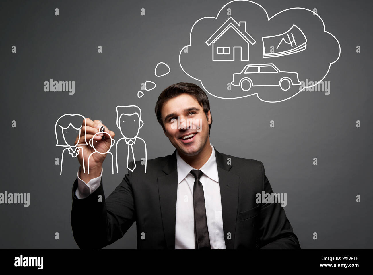 Businessman drawing insurance concept Stock Photo - Alamy