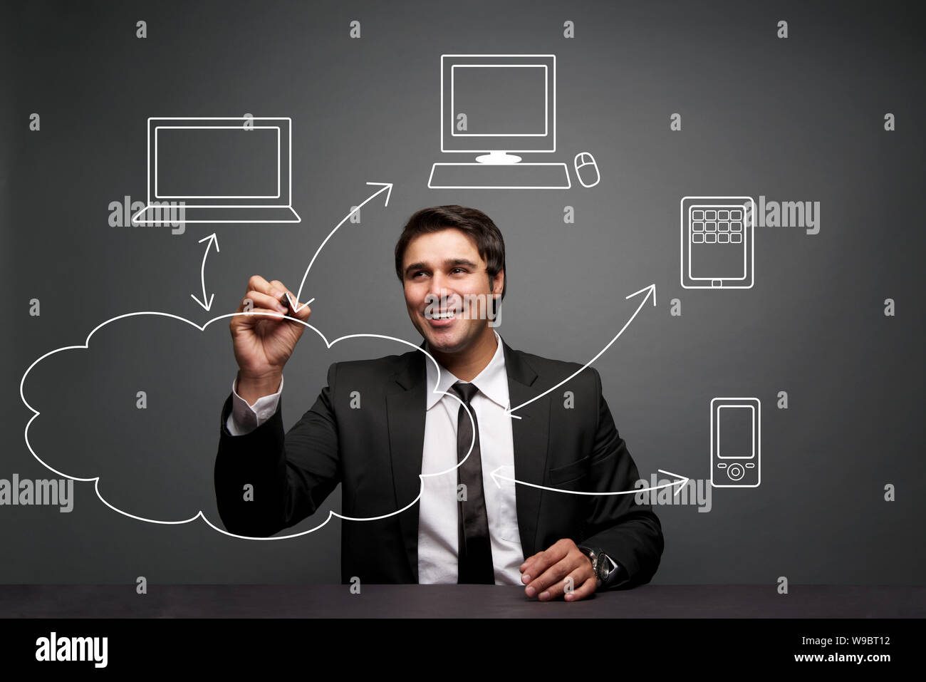 Businessman with cloud computing and connectivity concept Stock Photo ...