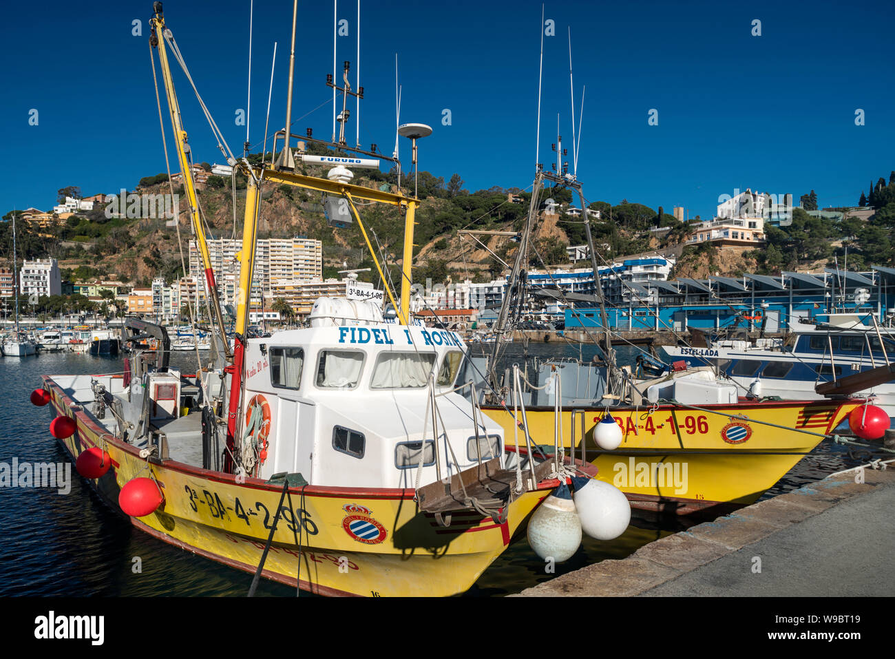 COMMERCIAL FISHING BOATS PORT OF BLANES COSTA BRAVA GERONA CATALONIA ...