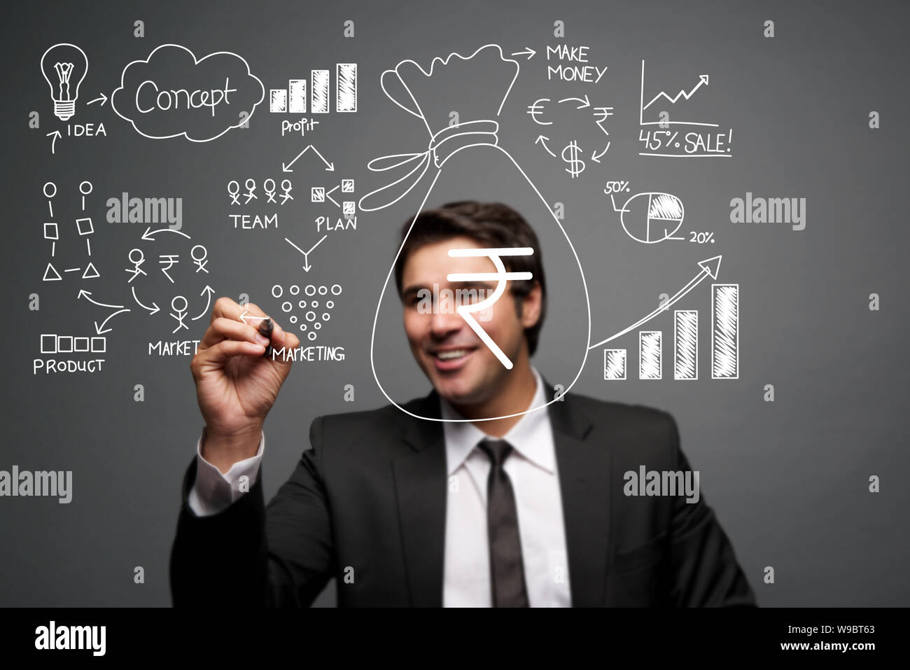 Business man drawing graph hi-res stock photography and images - Alamy