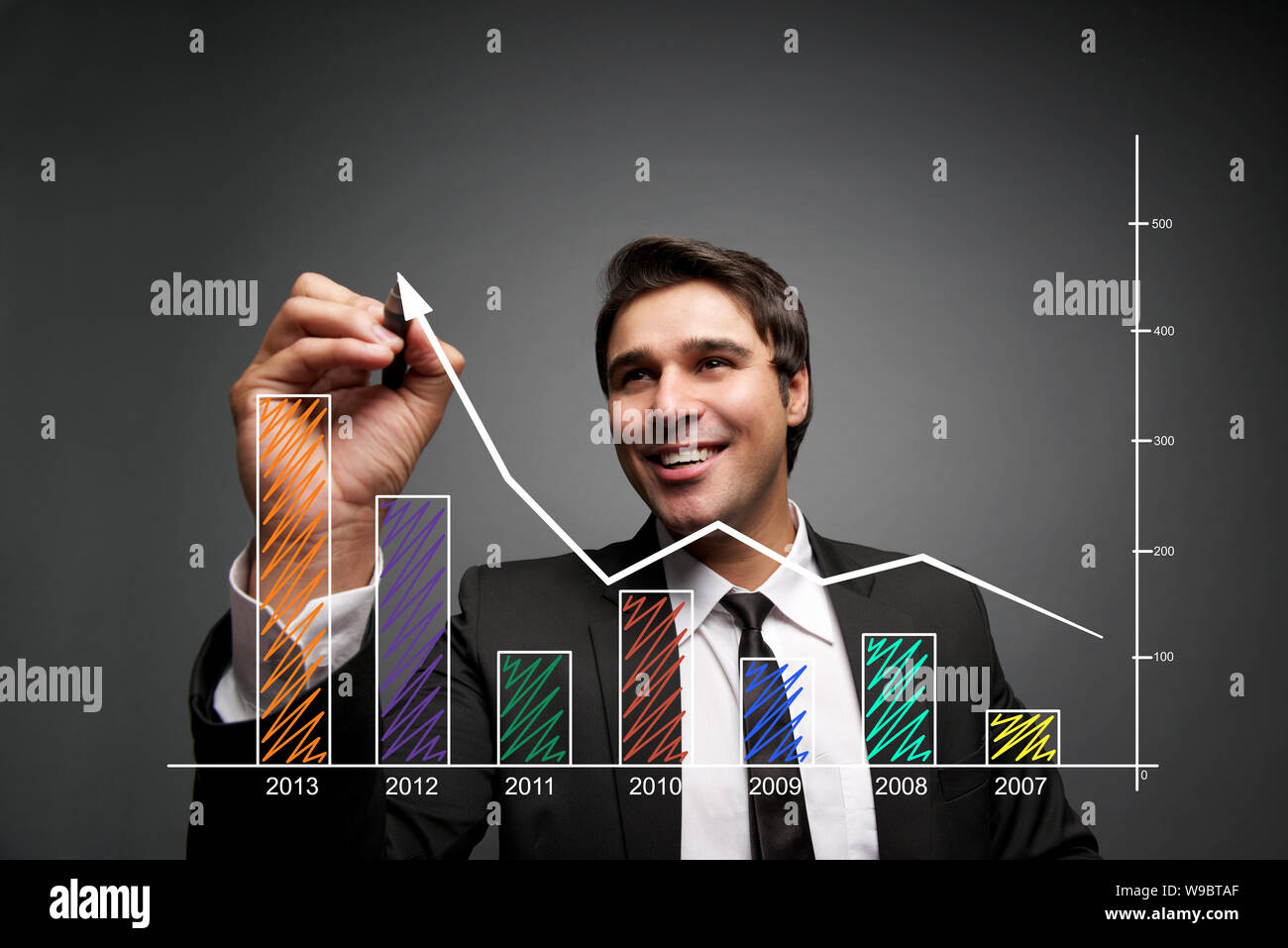 Businessman drawing a success chart Stock Photo - Alamy