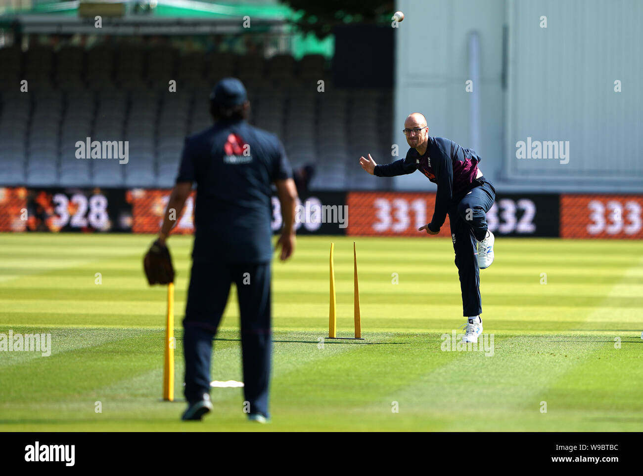 Jack Leach during a nets session at Lord's, London Stock Photo - Alamy