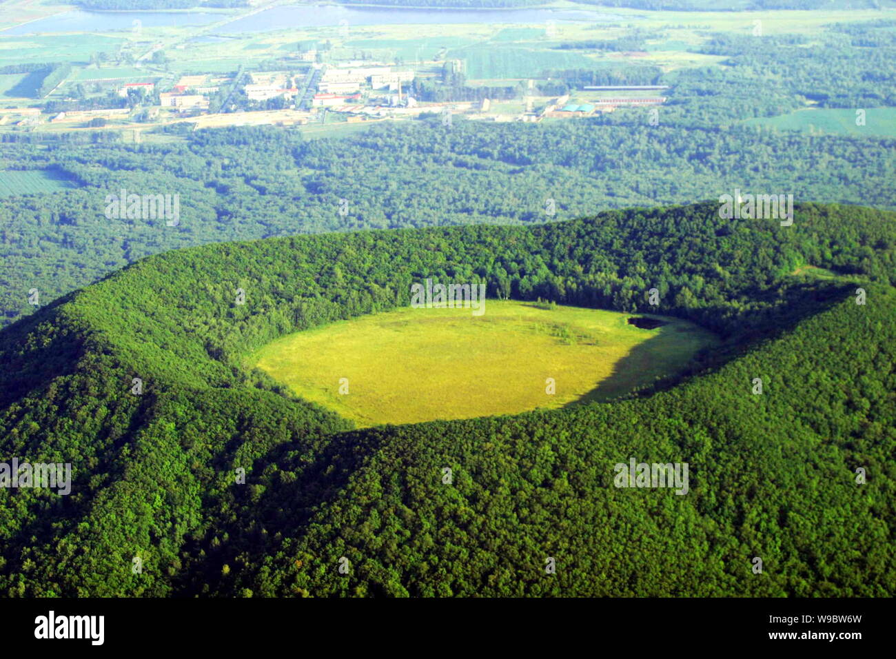 Landscape of a volcano in the Wudalianchi National Forest Park in ...