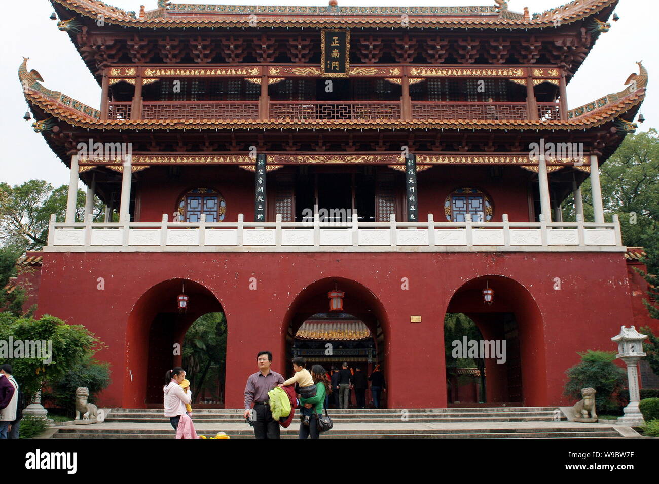 Tourists visit the Nanyue Temple (Nanyuedamiao) at the Hengshan ...