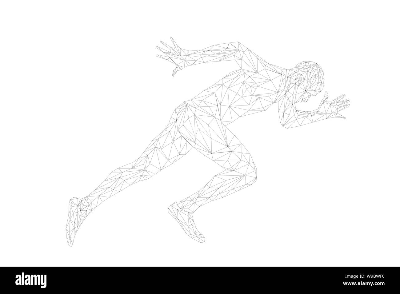 start running sprinter runner man athlete polygonal wireframe Stock ...