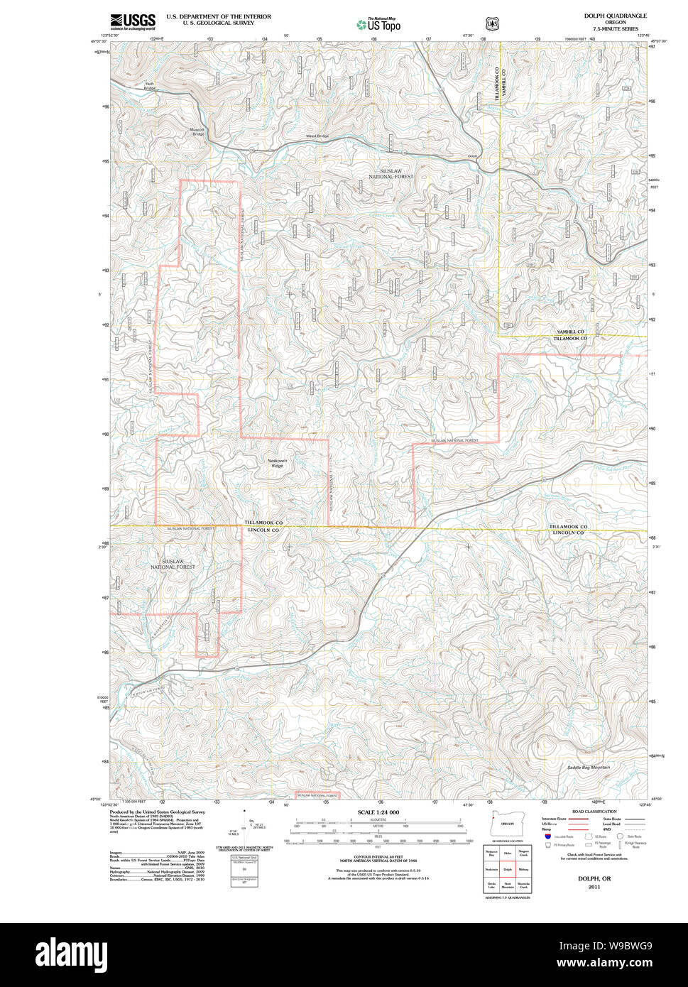 USGS Topo Map Oregon Dolph 20110810 TM Restoration Stock Photo - Alamy