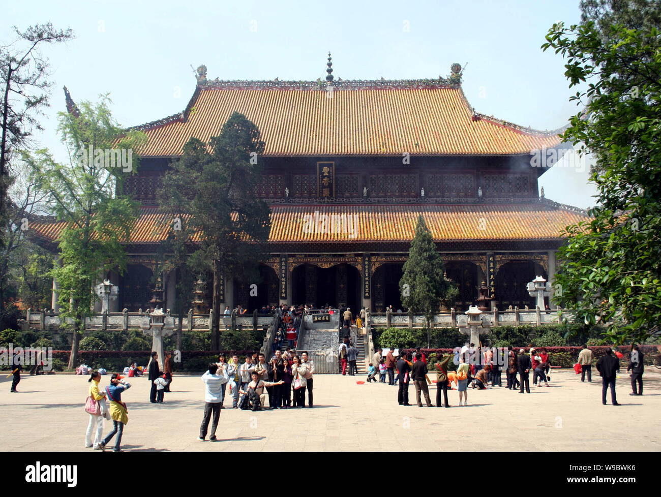 Tourists visit the Nanyue Temple (Nanyuedamiao) at the Hengshan ...
