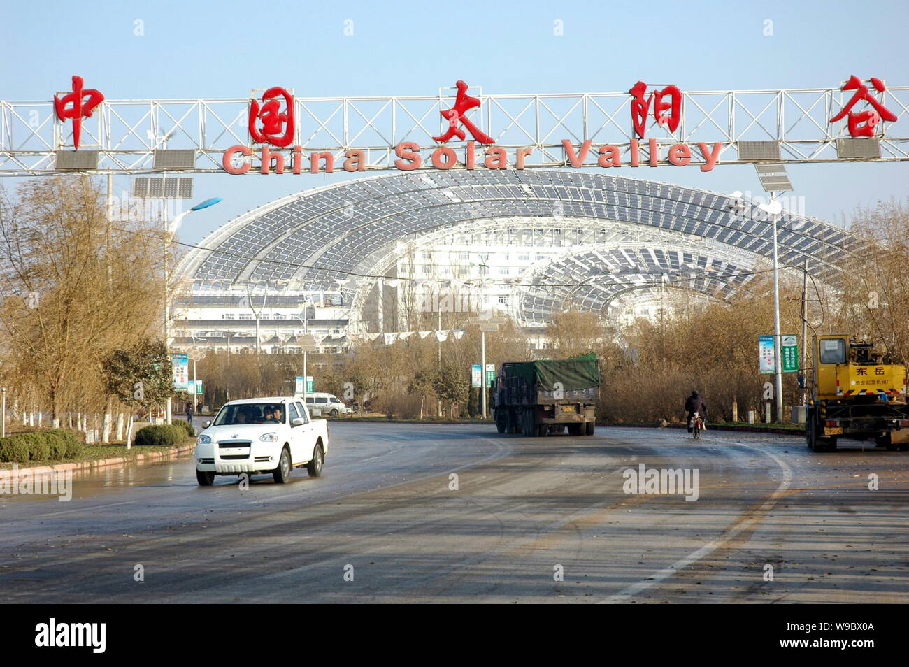 --FILE--View of the Solar Valley Micro-E Hotel equipped with many solar ...