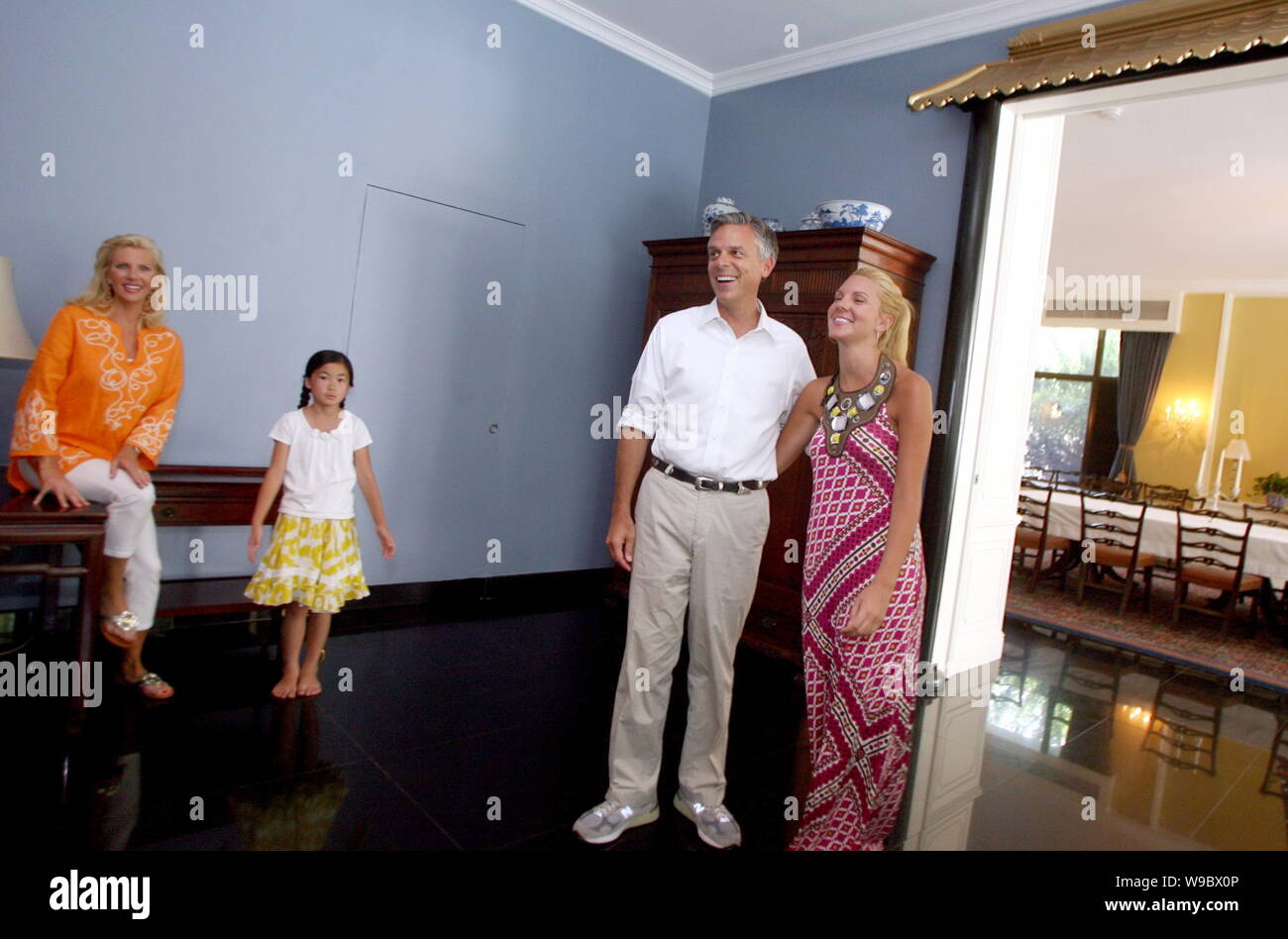 Jon Huntsman, second right, the new U.S. ambassador to China, stands ...