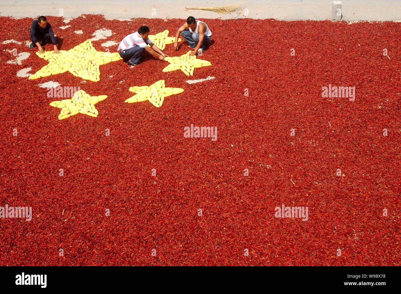 Farmers make a huge Chinese national flag with corn cobs and hot ...