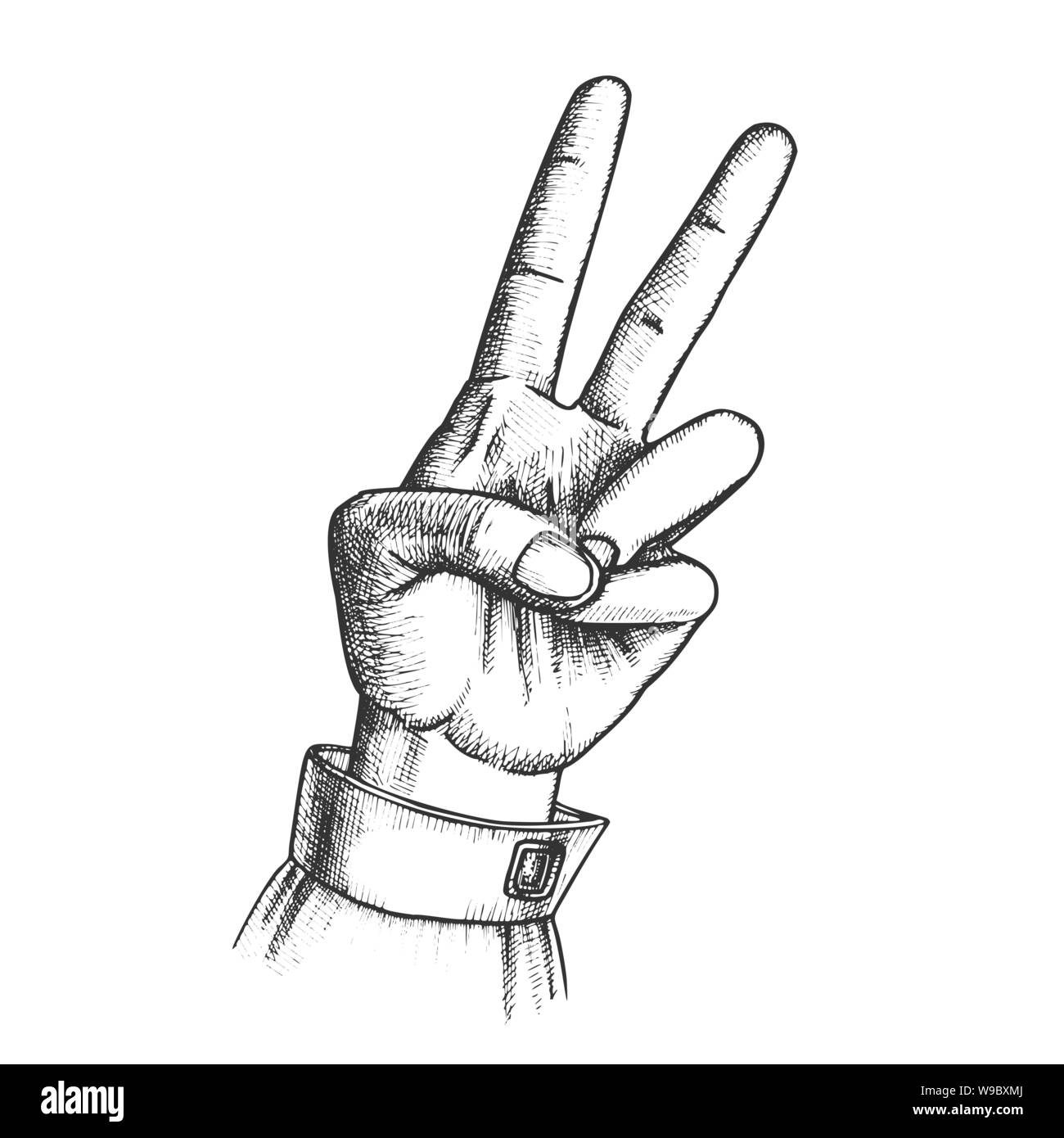Hand Peace Sign Drawing