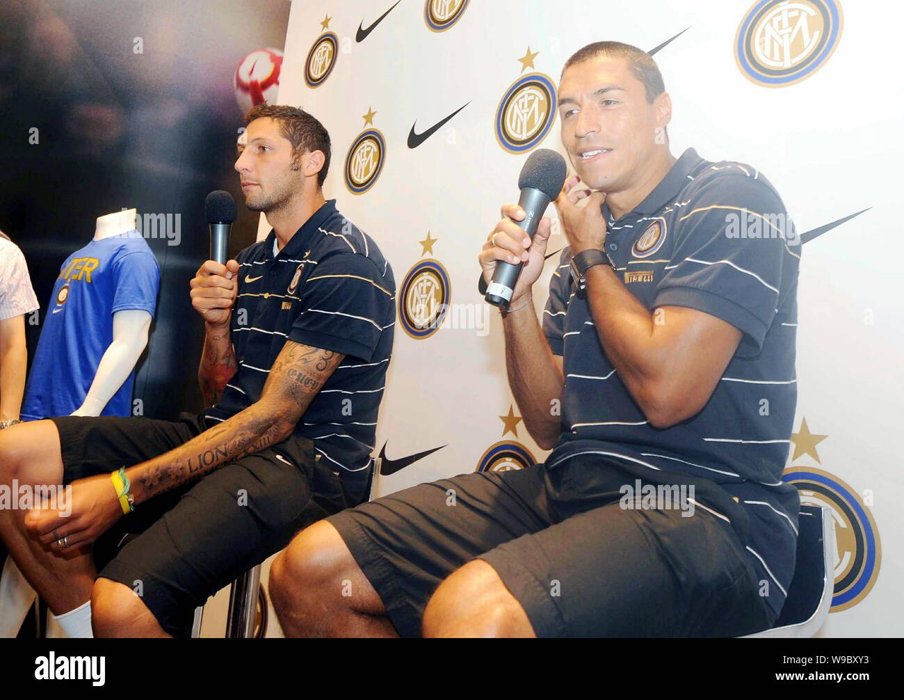 Marco Materazzi, left, and Ivan Ramiro Cordoba of Inter Milan FC are ...