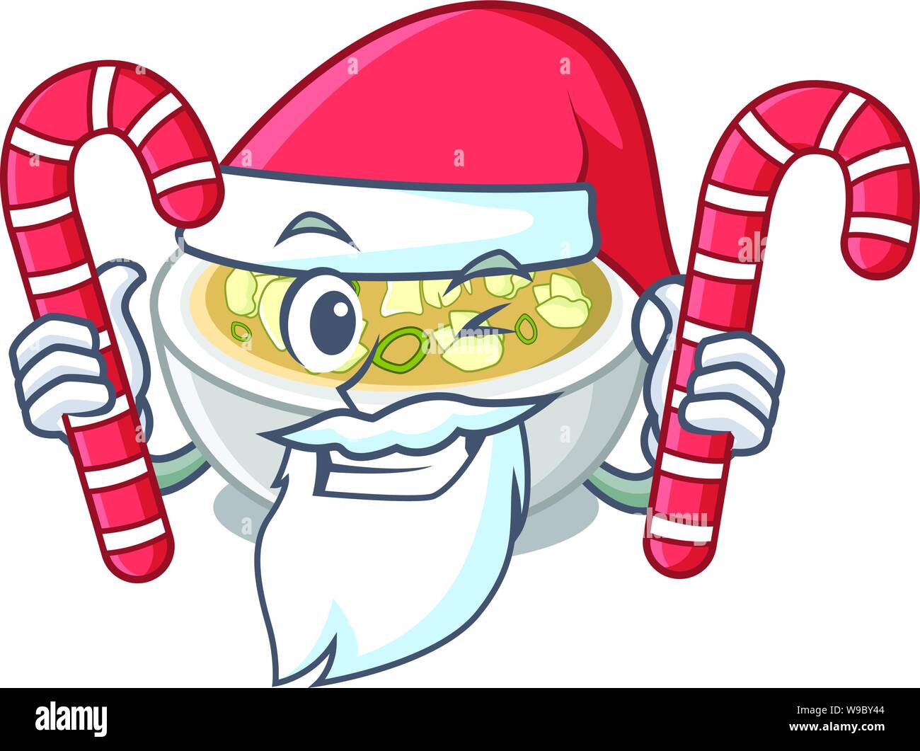 Santa with candy wonton soup cooked cartoon frying pan Stock Vector ...