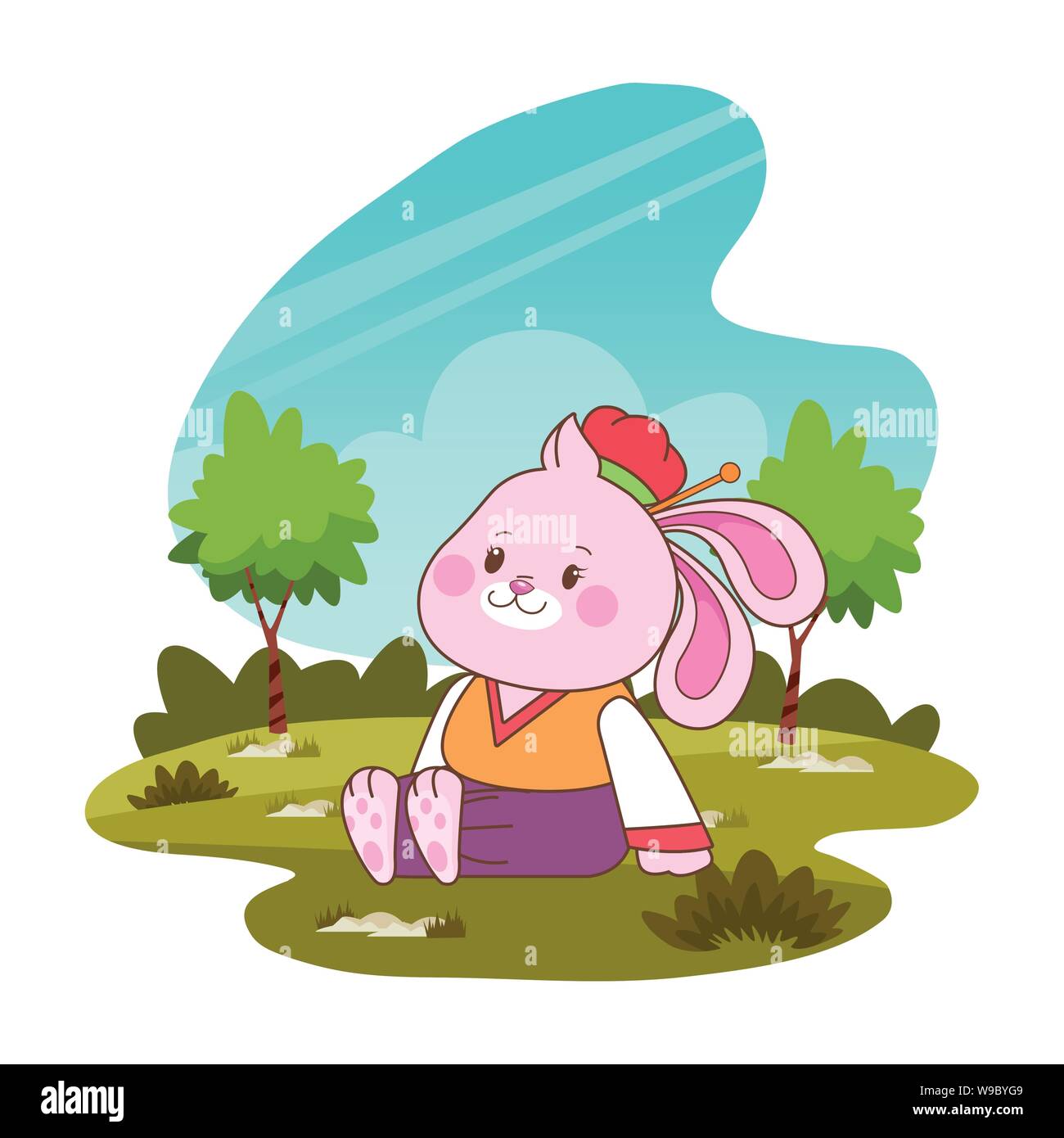 Mid autumn cute rabbit cartoon Stock Vector Image & Art - Alamy