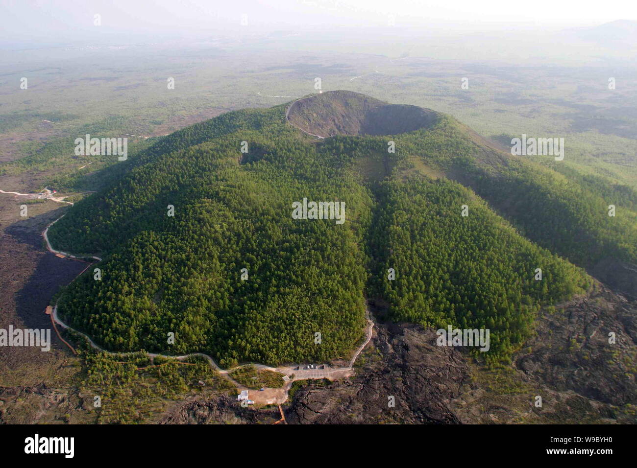 Landscape of a volcano in the Wudalianchi National Forest Park in ...