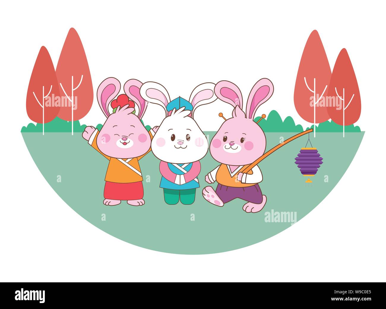 Rabbits celebrating mid autumn festival cartoons Stock Vector Image ...