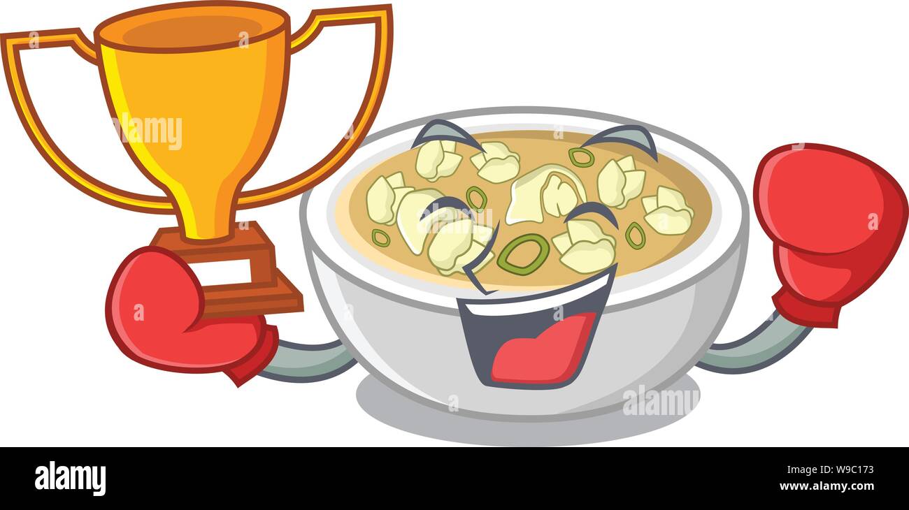 Boxing winner wonton soup cooked cartoon frying pan Stock Vector Image ...