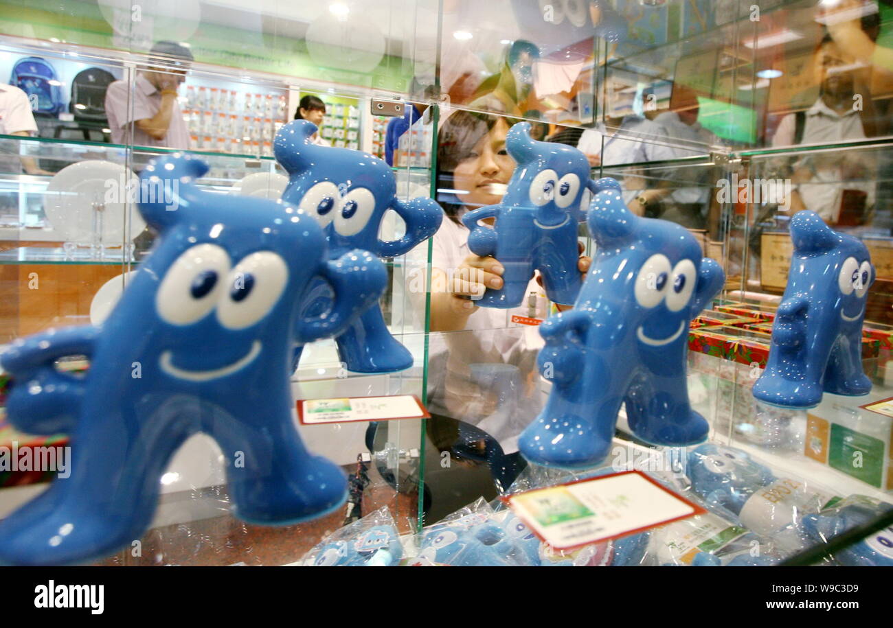 Expo 2010 mascot Haibao figures are seen for sale as souvenirs of the ...
