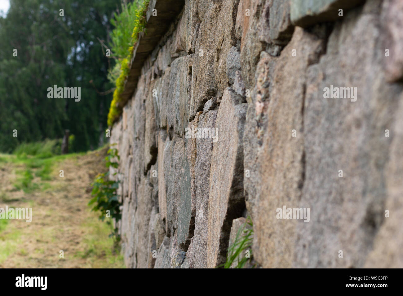 Stone wall on island Isegran in Fredrikstad Norway Stock Photo - Alamy