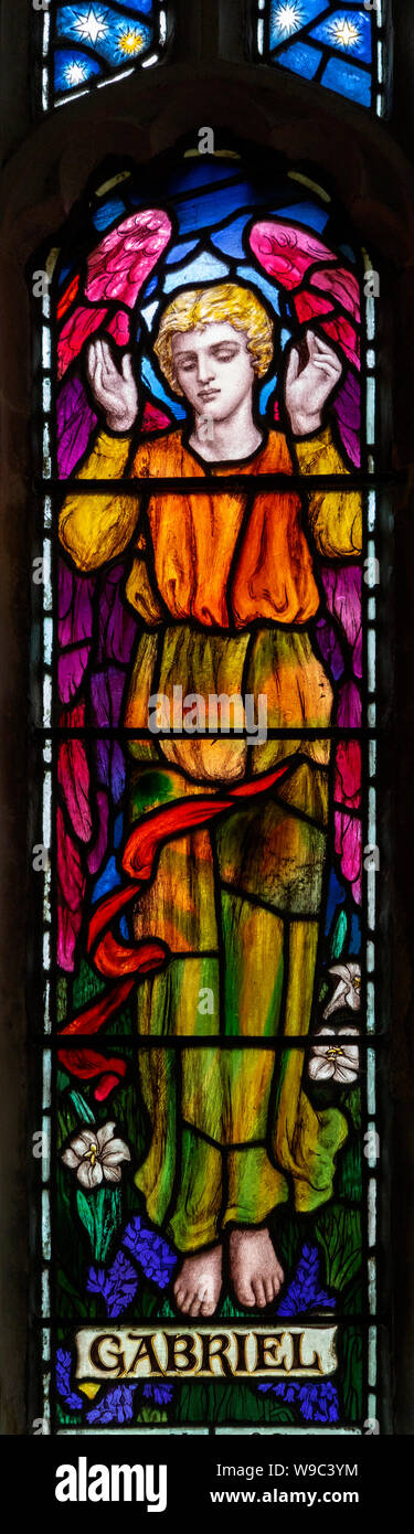 Stained glass window of Angel Gabriel, Great Cheverell, Wiltshire ...