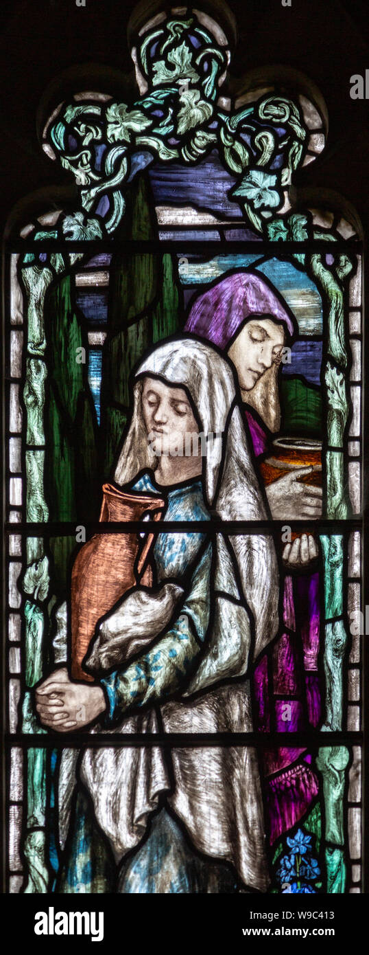 Detail of stained glass window of Mary Magdalene, Great Cheverell ...
