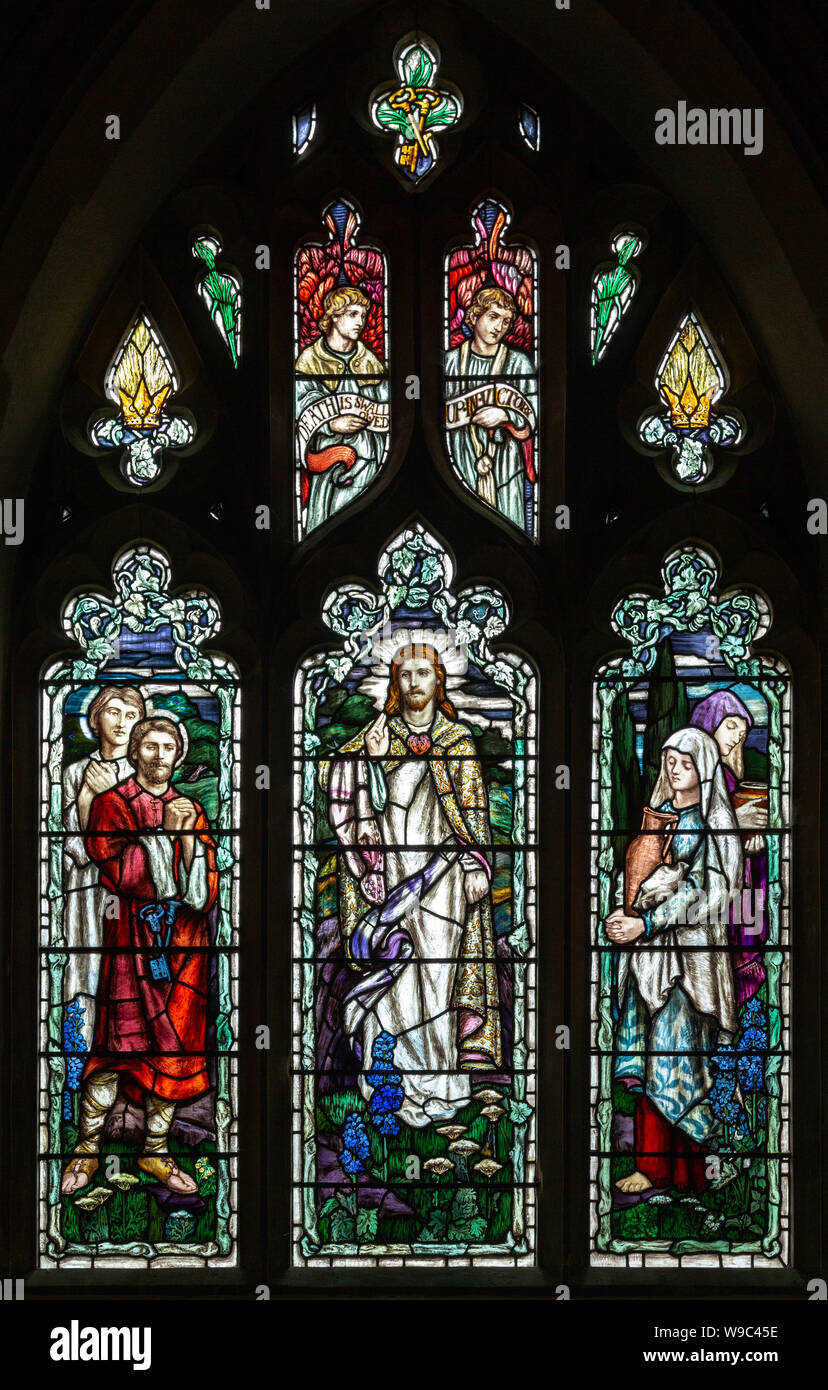 Stained glass window of Saint Peter, Jesus Christ, Mary Magdalene ...