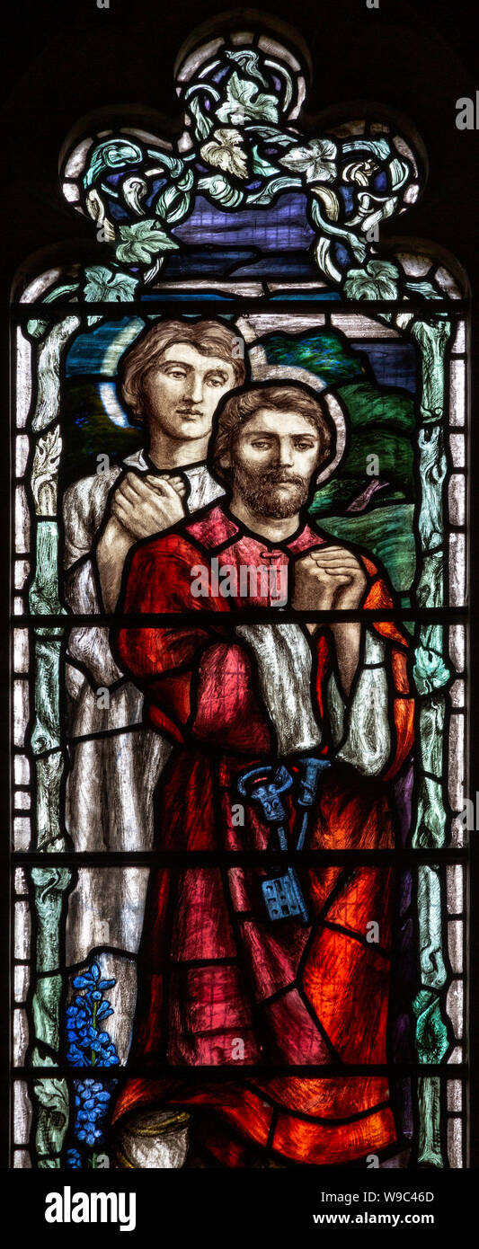 Stained glass window of Saint Peter, Great Cheverell church by Mary ...