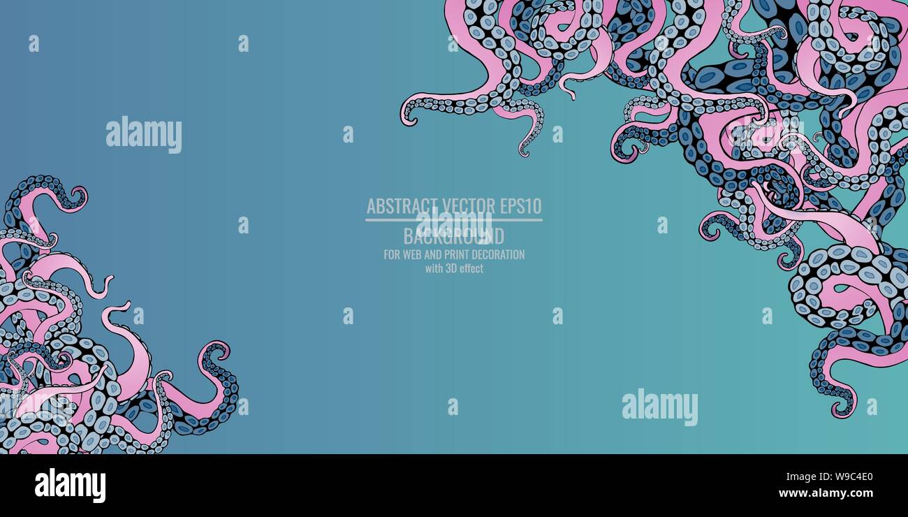 Octopus abstract frame design, creative ocean doodle, cute decoration ...