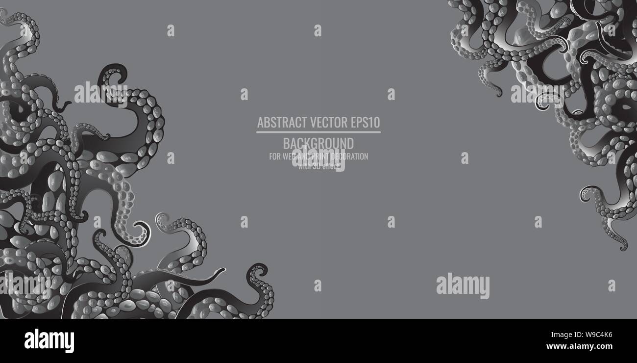 Octopus abstract frame design, creative ocean doodle, cute decoration ...