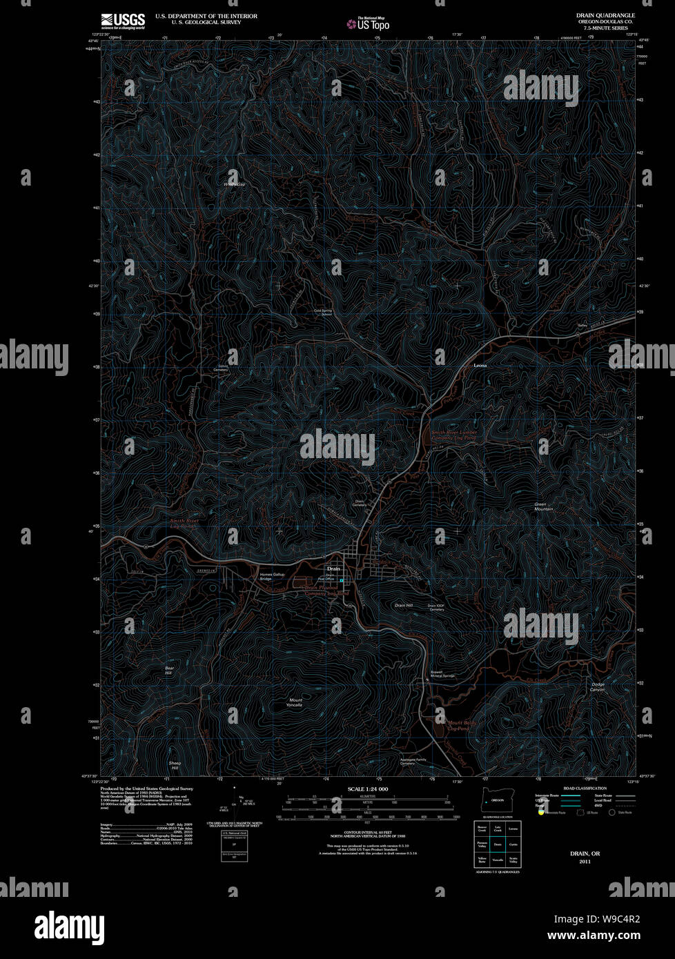 Map of drain oregon hi-res stock photography and images - Alamy