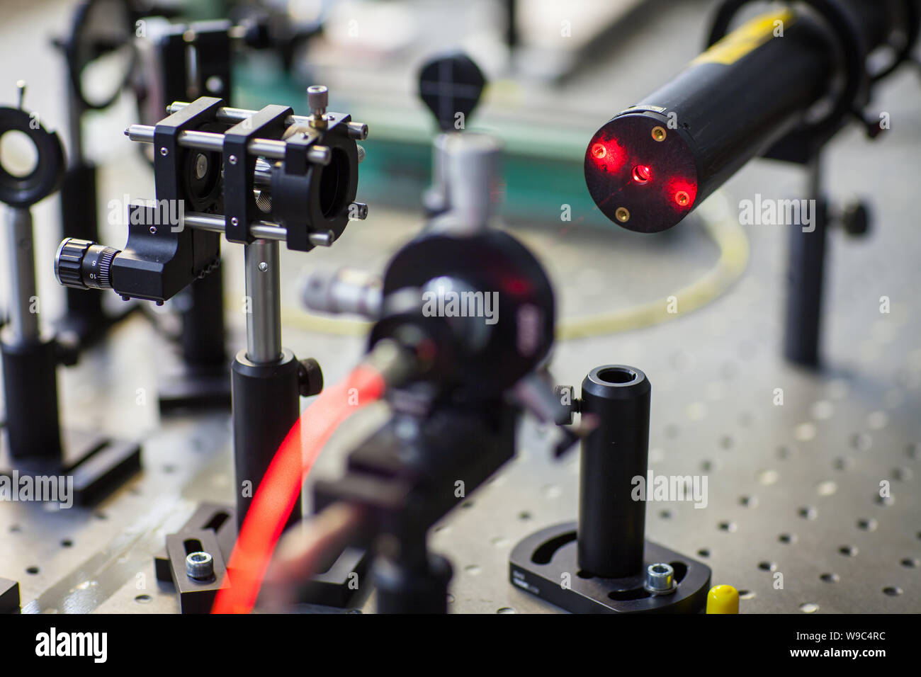 Quantum optics lab installations with laser, irises, appertures - laser ...