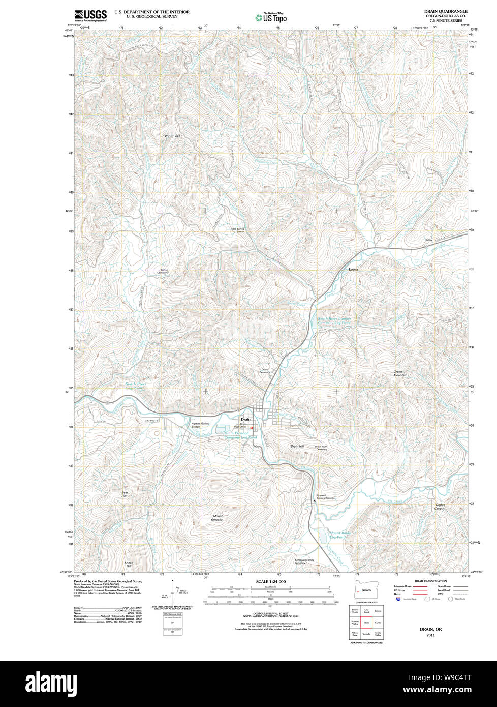 Map of drain oregon hi-res stock photography and images - Alamy