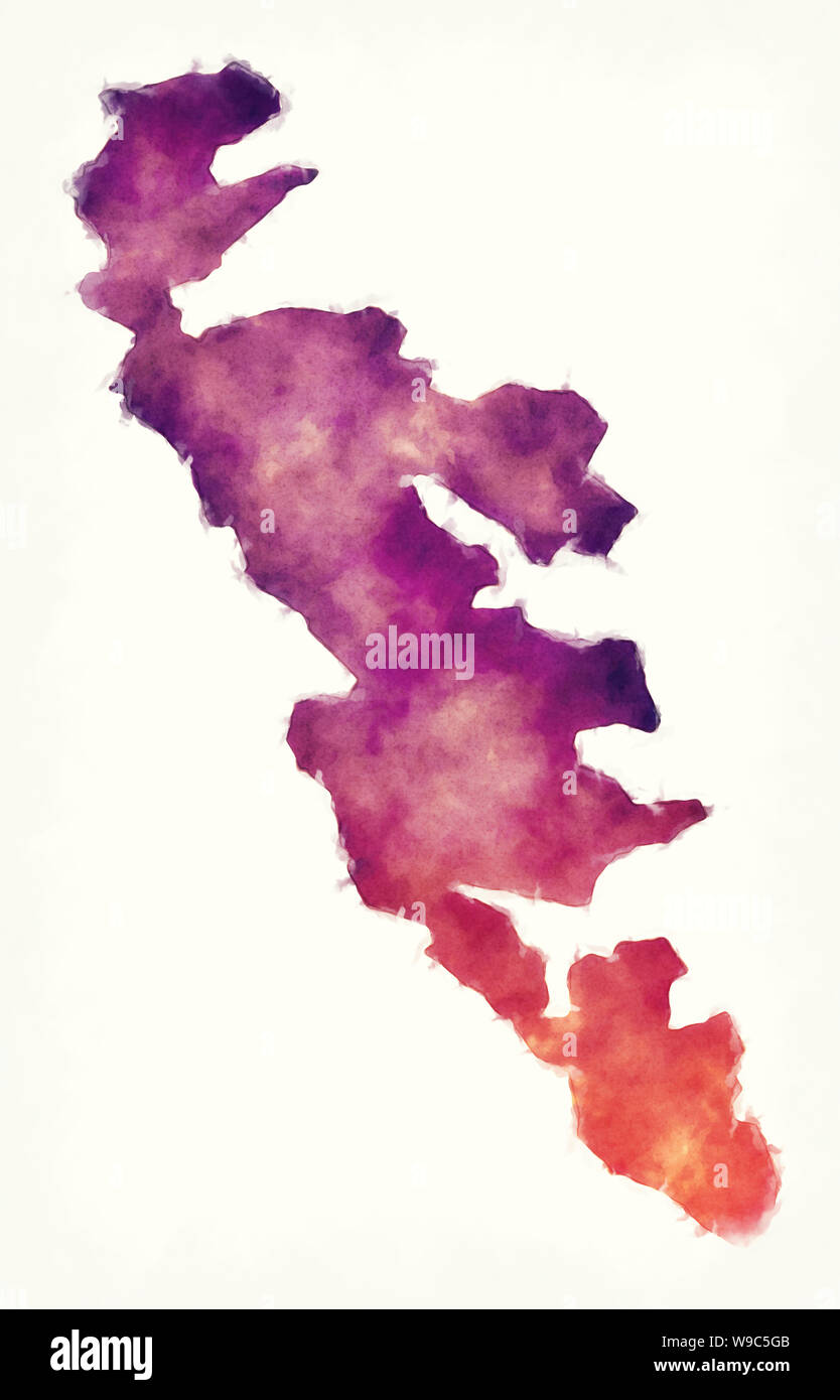 Suduroy watercolor island map of the Faroe Islands Stock Photo - Alamy