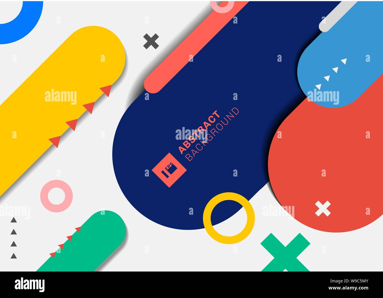 Abstract modern geometric colorful rounded line on white background ...