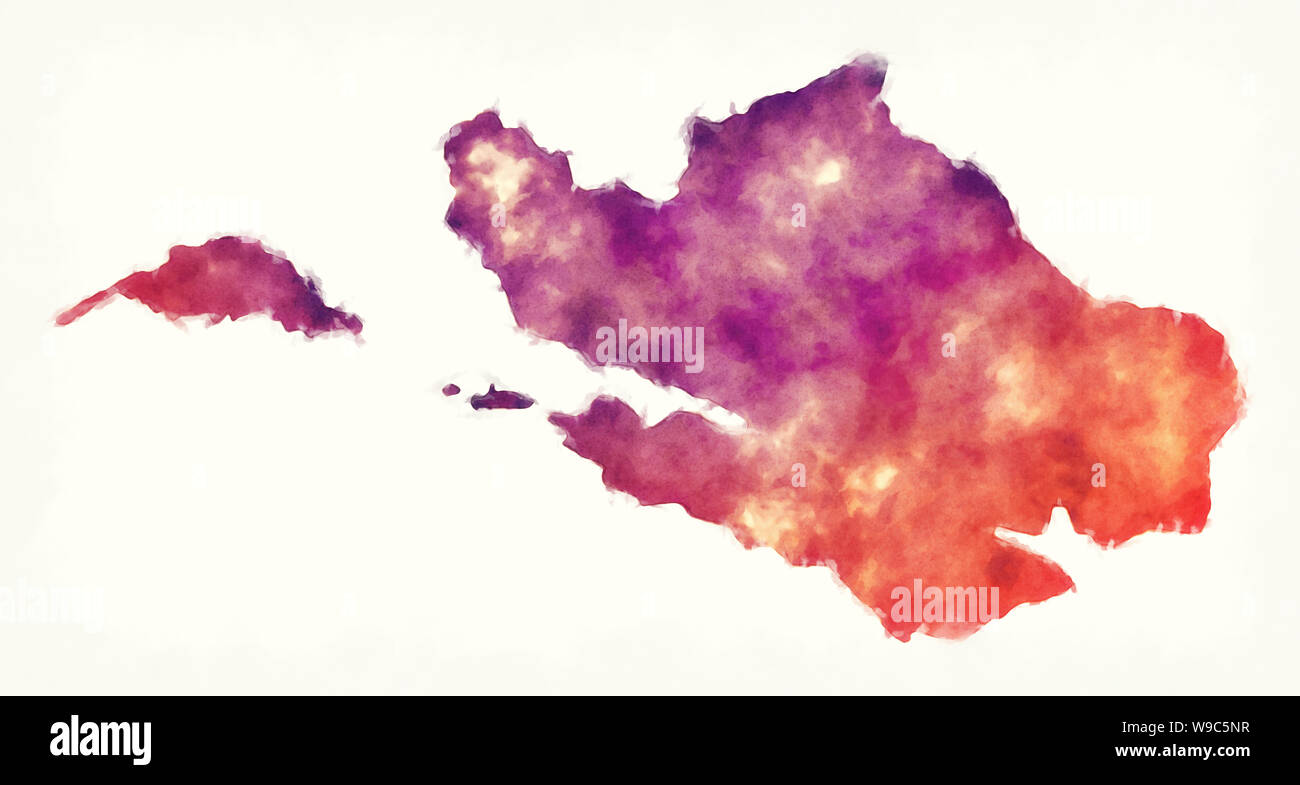 Vagar watercolor island map of the Faroe Islands Stock Photo - Alamy