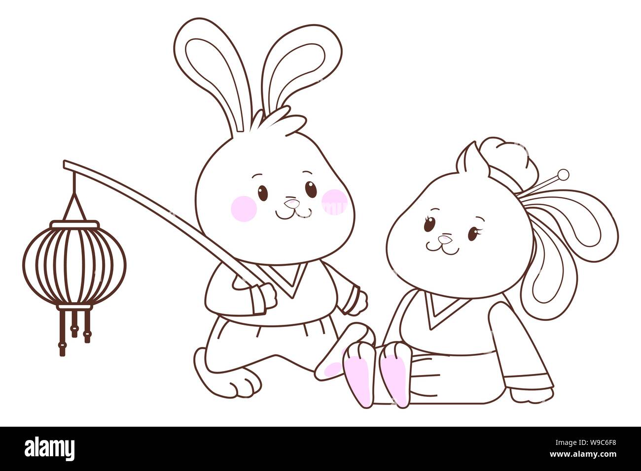 Rabbits in mid autumn festival cartoons Stock Vector Image & Art - Alamy