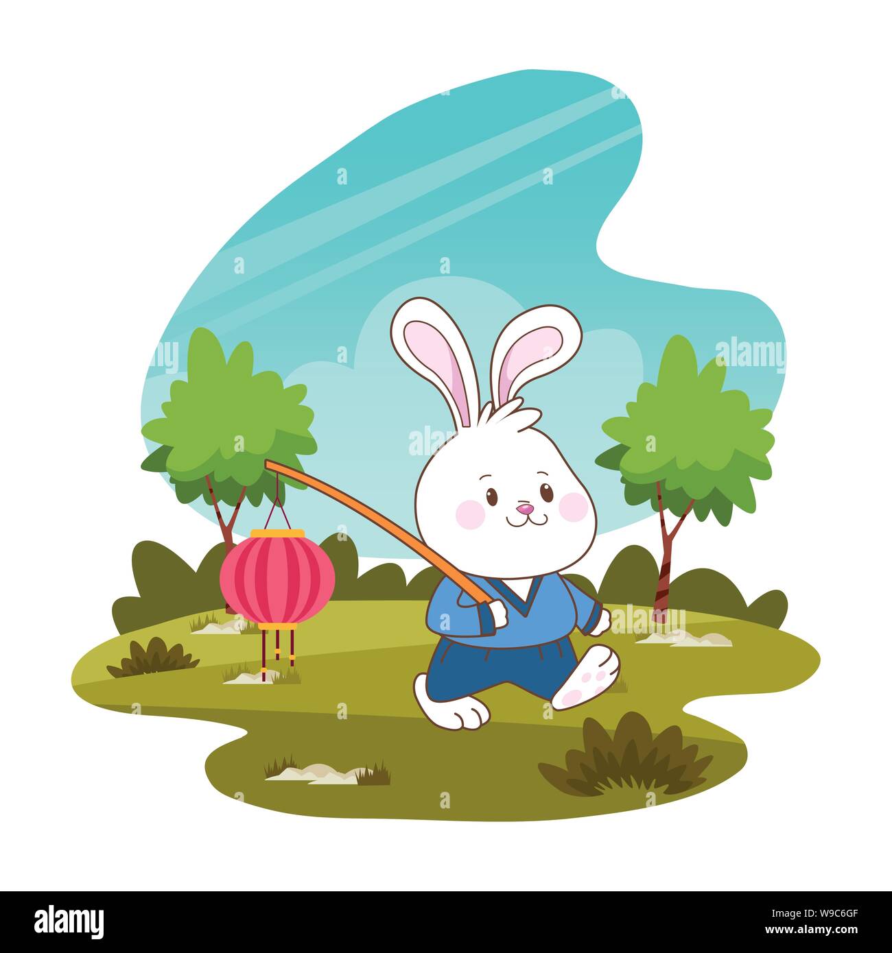 Mid autumn cute rabbit cartoon Stock Vector Image & Art - Alamy