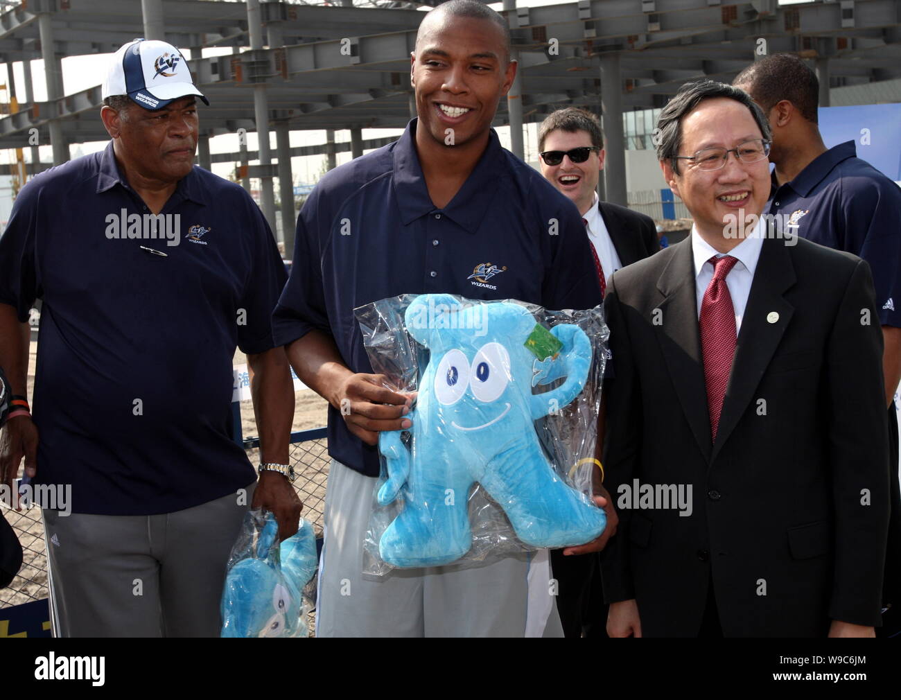 NBA player Caron Butler of the Washington Wizards, center, holding a ...