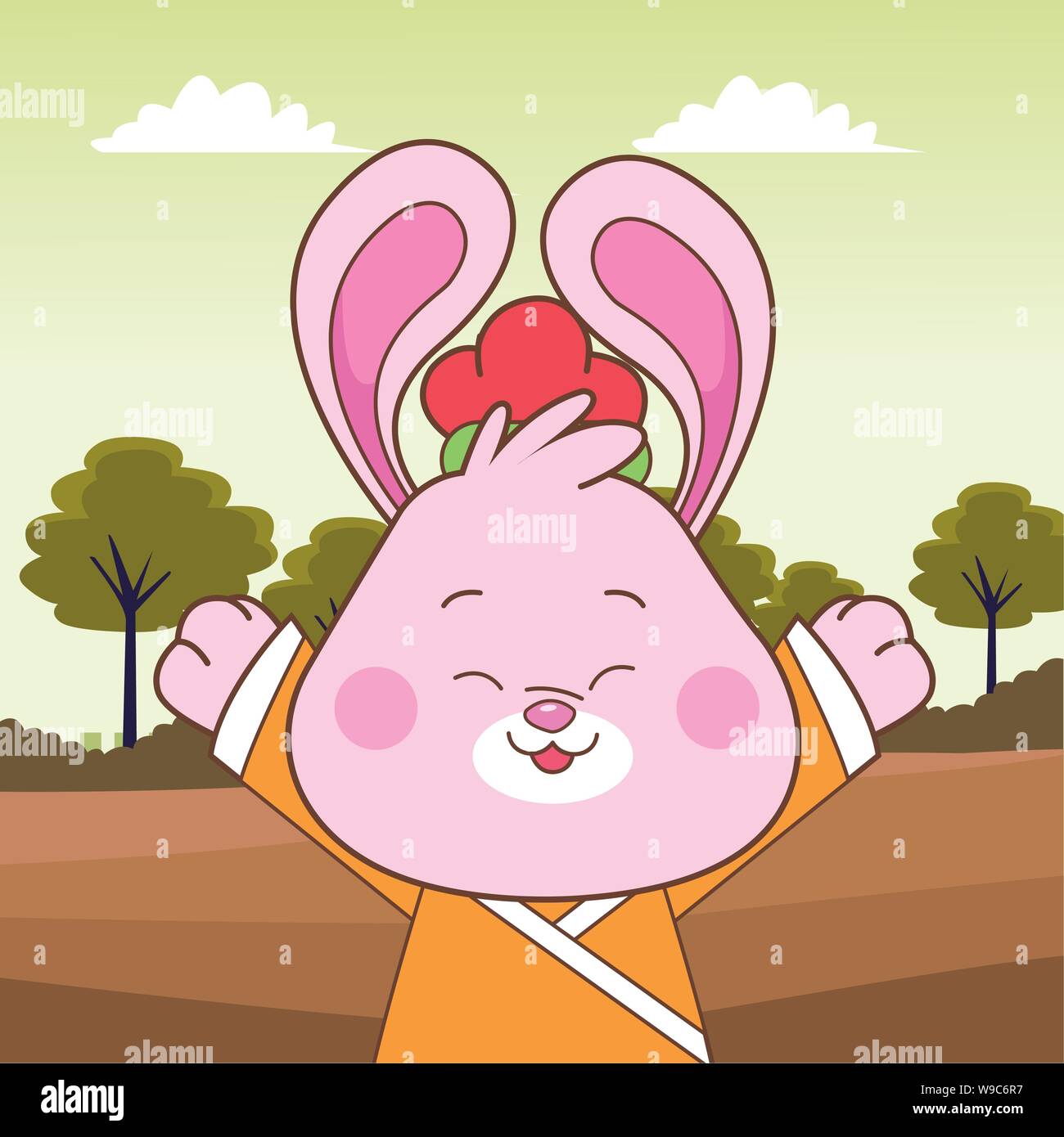 Mid autumn cute rabbit cartoon Stock Vector Image & Art - Alamy