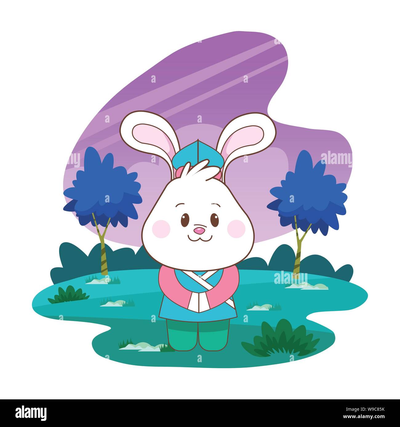 Mid autumn cute rabbit cartoon Stock Vector Image & Art - Alamy