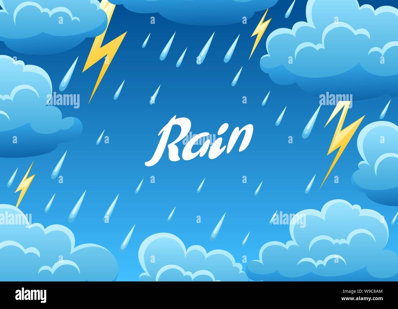 Background with thunderstorm. Illustration of clouds, rain and ...
